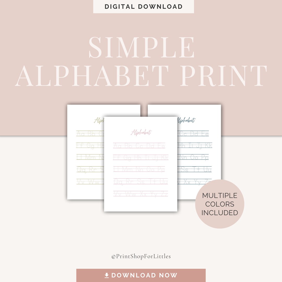 Simple Alphabet Print in Multiple Colors - Etsy