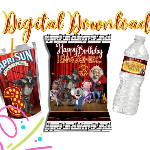 Sing 2 8 Caprisun Design Chip Bag and Water Bottle Label - Etsy