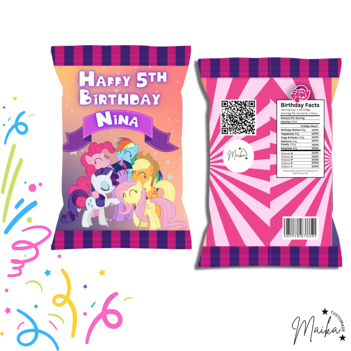My Little Pony Chip Bag, Caprisun, Water Bottle Digital Labels - Etsy