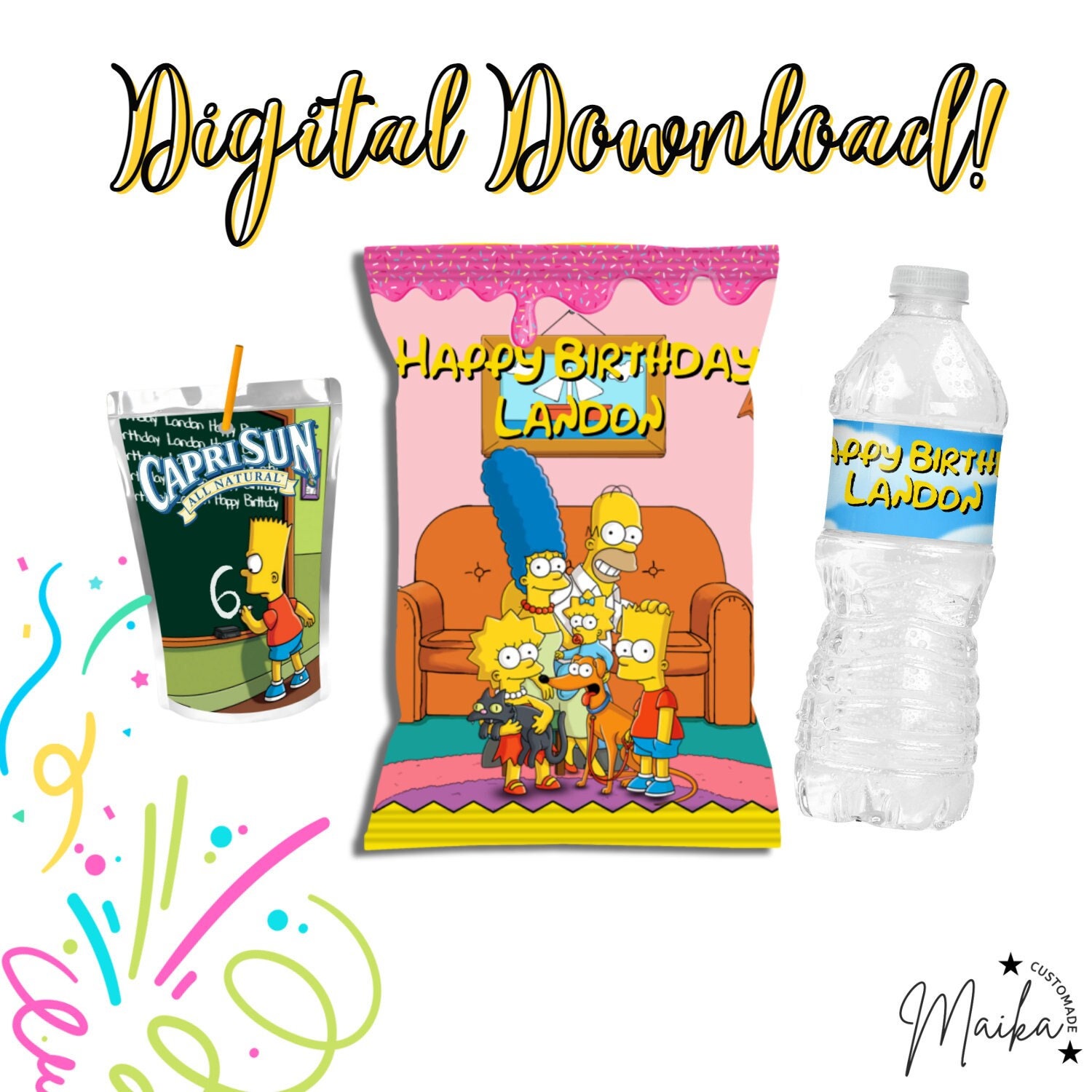The Simpsons Digital Caprisun, Chip Bag and Water Bottle Labels - Etsy