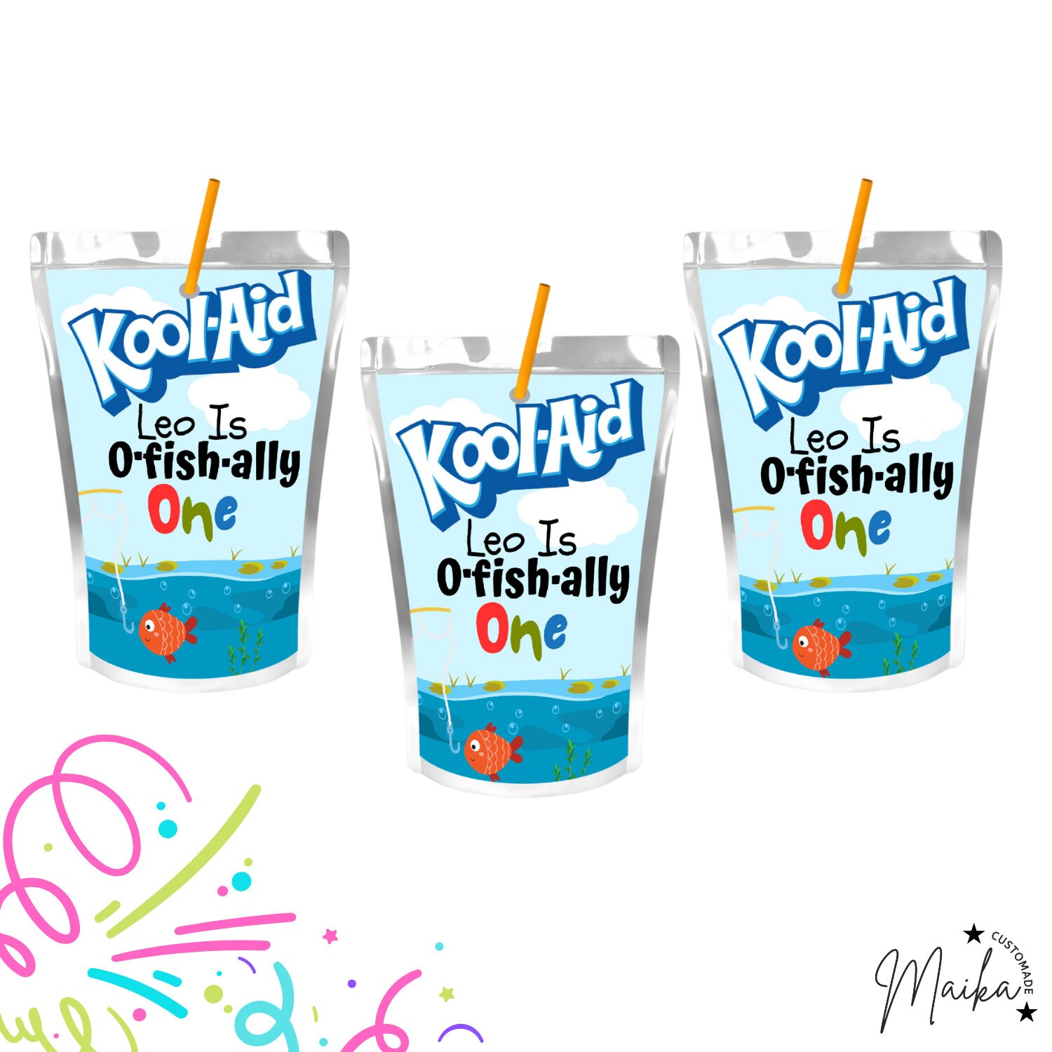 O Fish Ally One Party Digital Download Caprisun, Chip Bag, Water Bottle ...