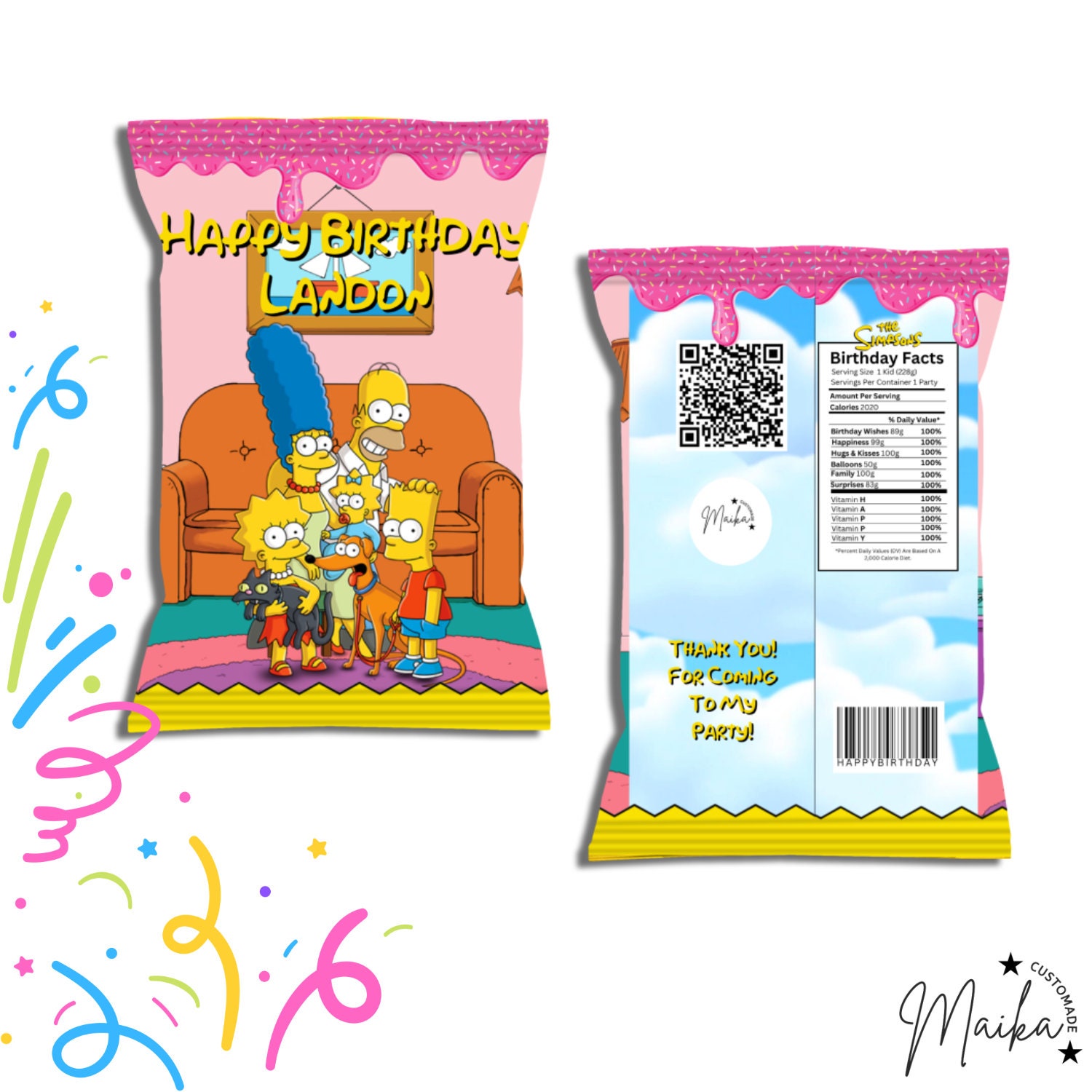 The Simpsons Digital Caprisun, Chip Bag and Water Bottle Labels - Etsy