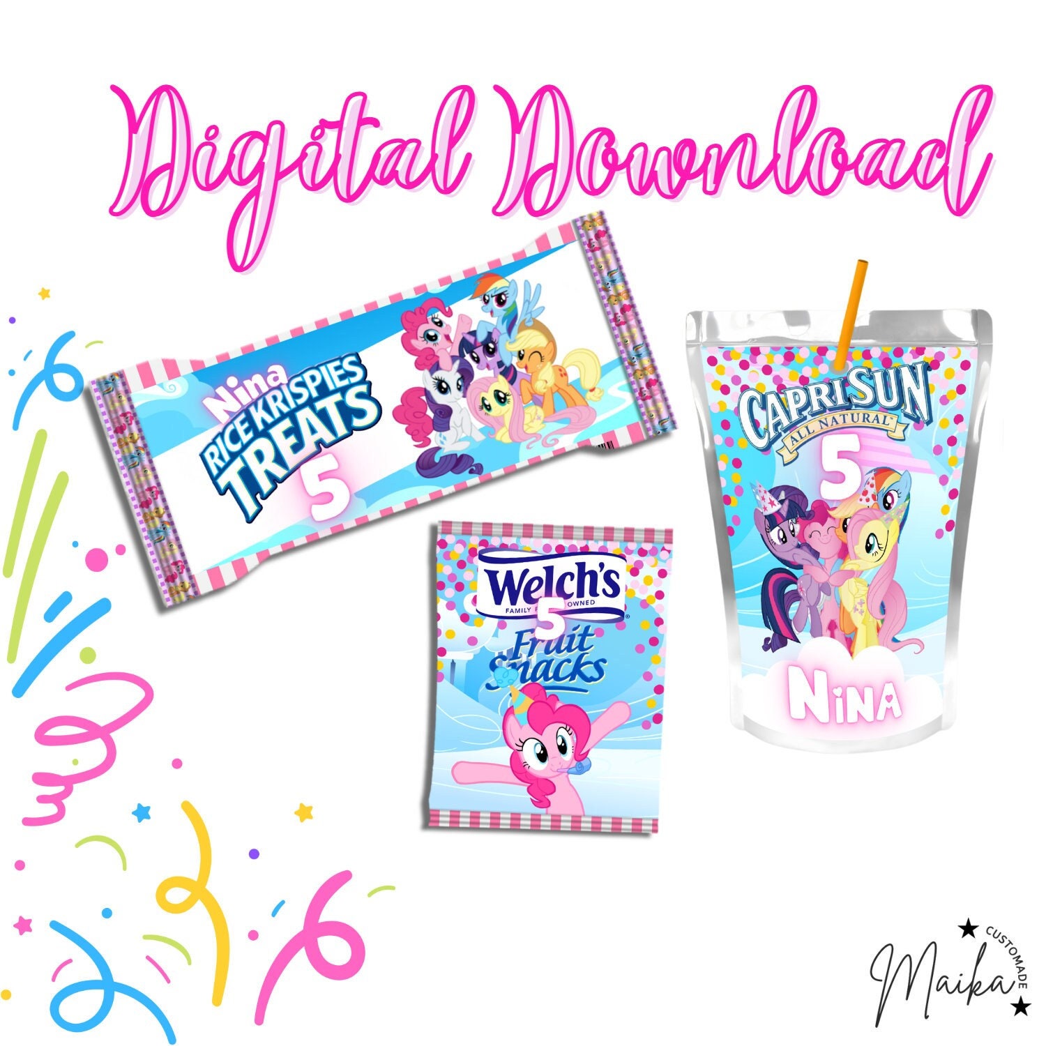 My Little Pony Rice Krispies, Fruit Snack, Caprisun Digital Labels - Etsy