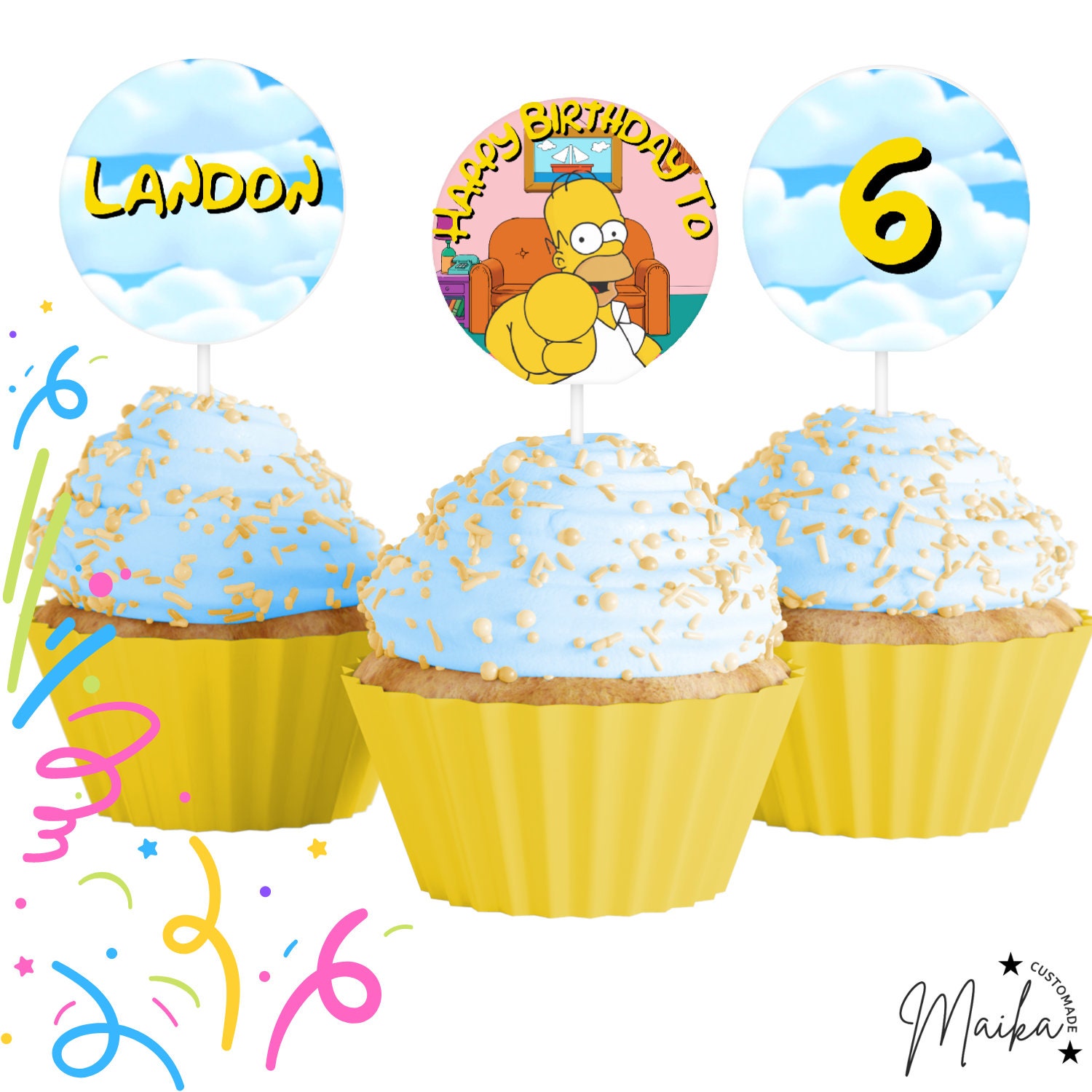 The Simpsons Digital Cupcake Topper Labels - Etsy