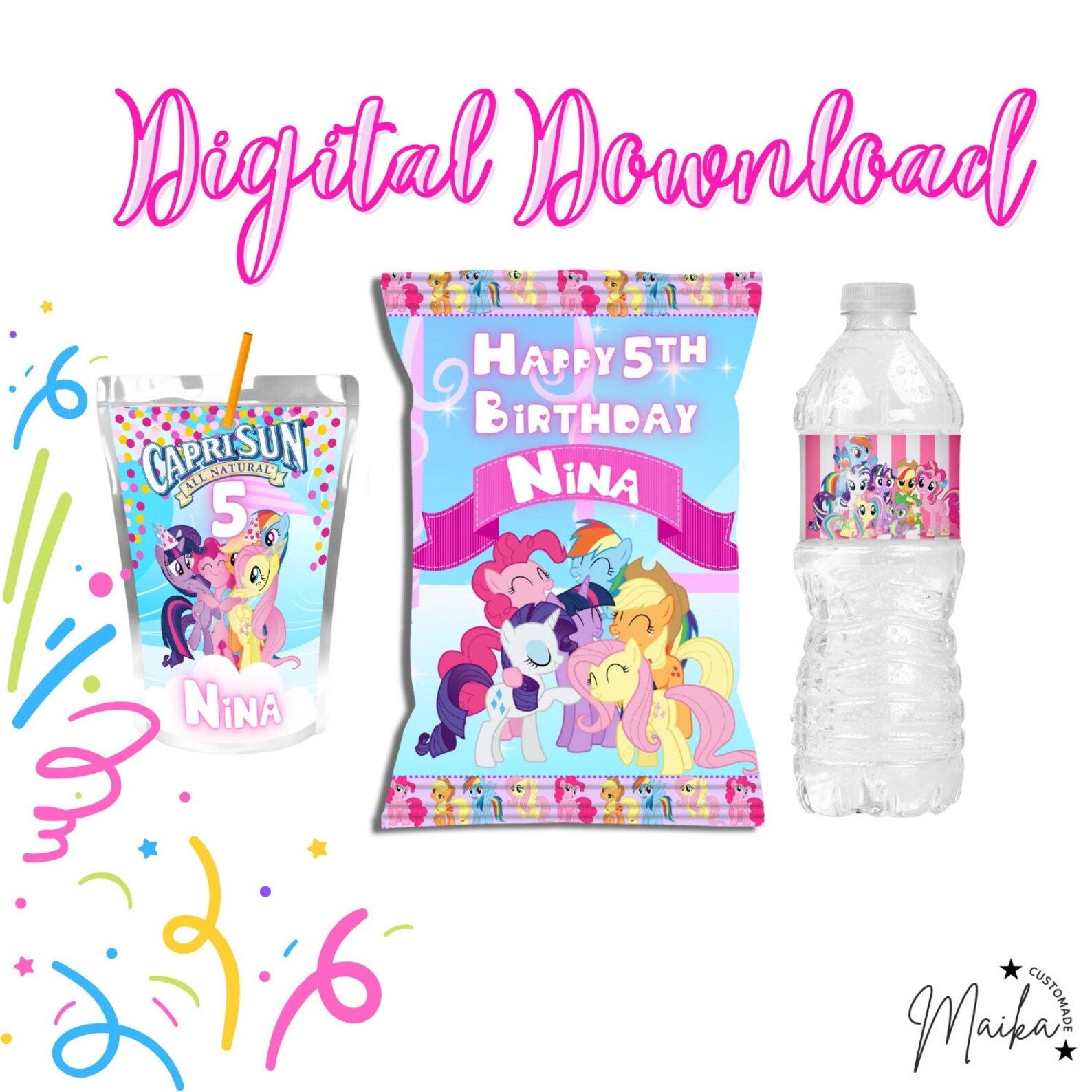 Redesigned My Little Pony Chip Bag, Caprisun & Water Bottle Digital ...