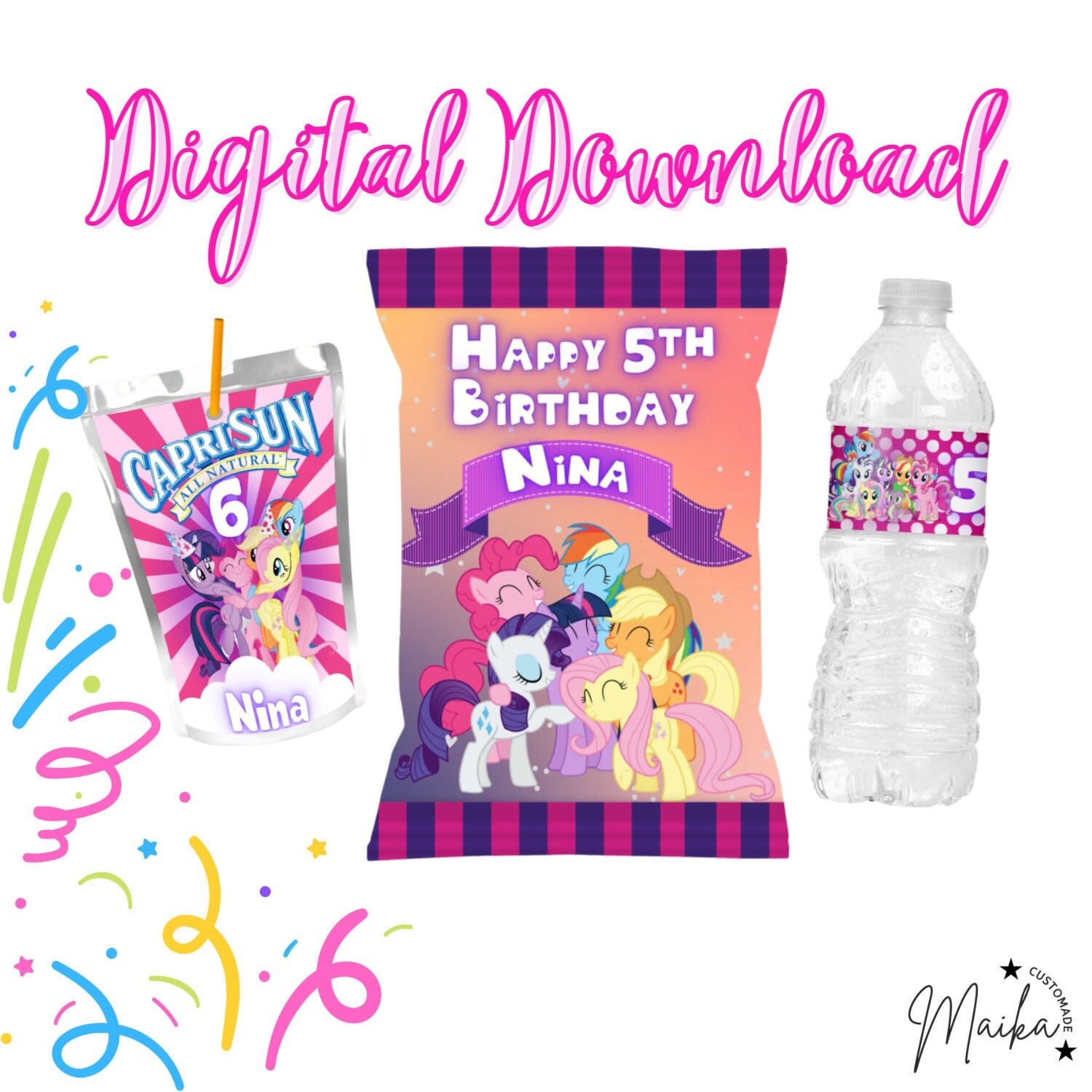 My Little Pony Chip Bag, Caprisun, Water Bottle Digital Labels - Etsy