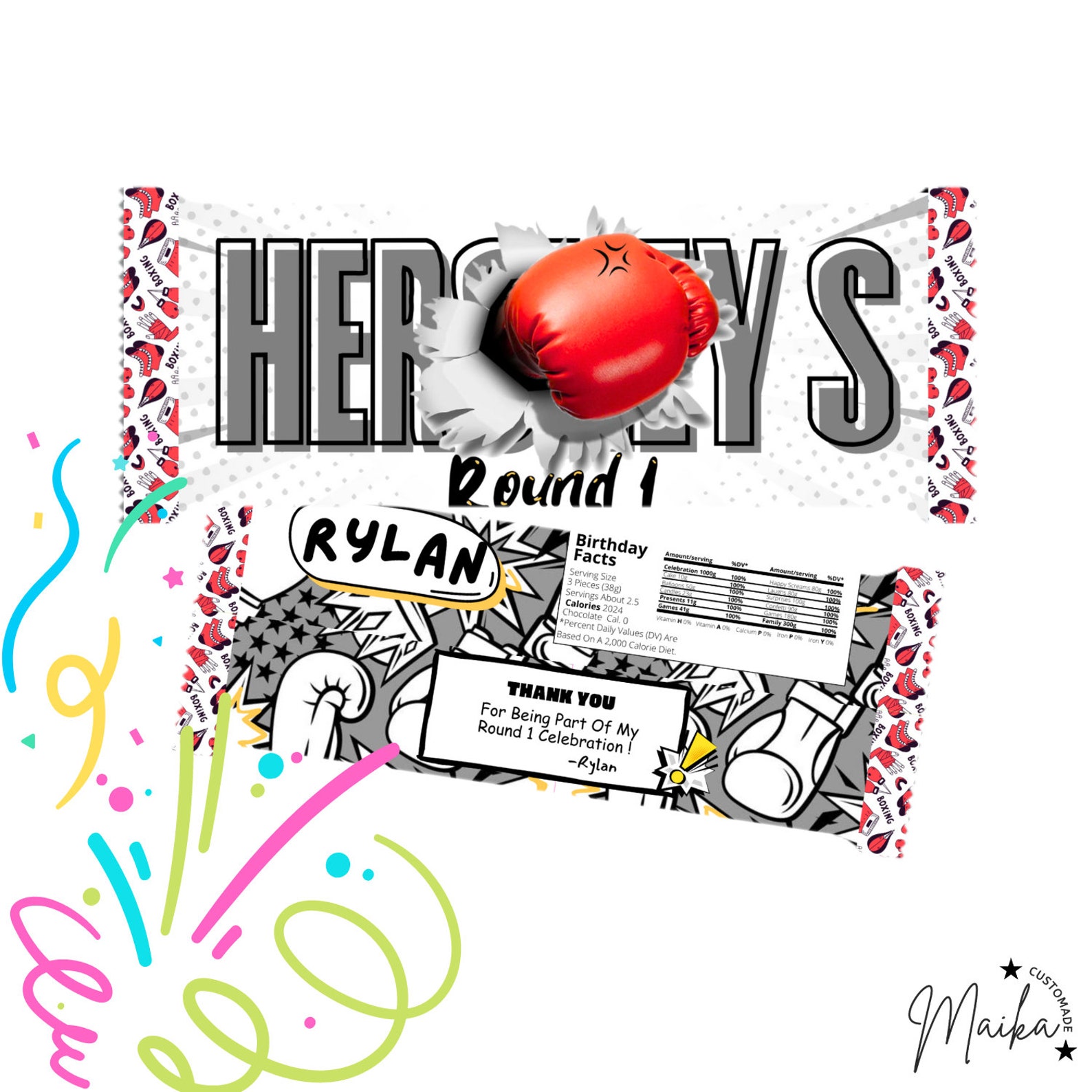 Boxing Round 1 Chip Bag, Chocolate Bar & Rice Krispies Digital Labels ...