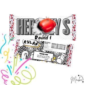 Boxing Round 1 Chip Bag, Chocolate Bar & Rice Krispies Digital Labels ...