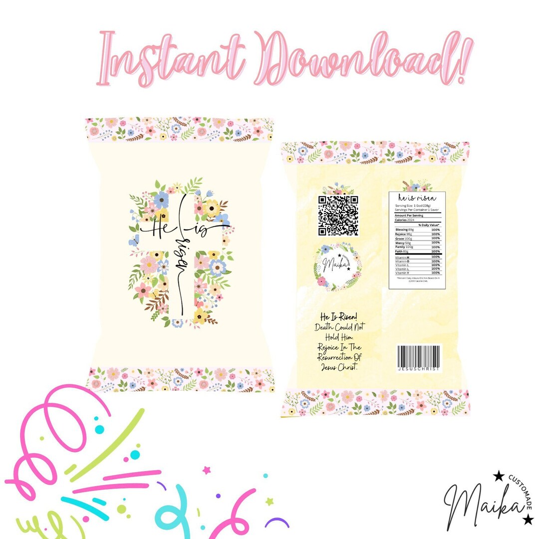 He is Risen Chip Bag Label - Etsy