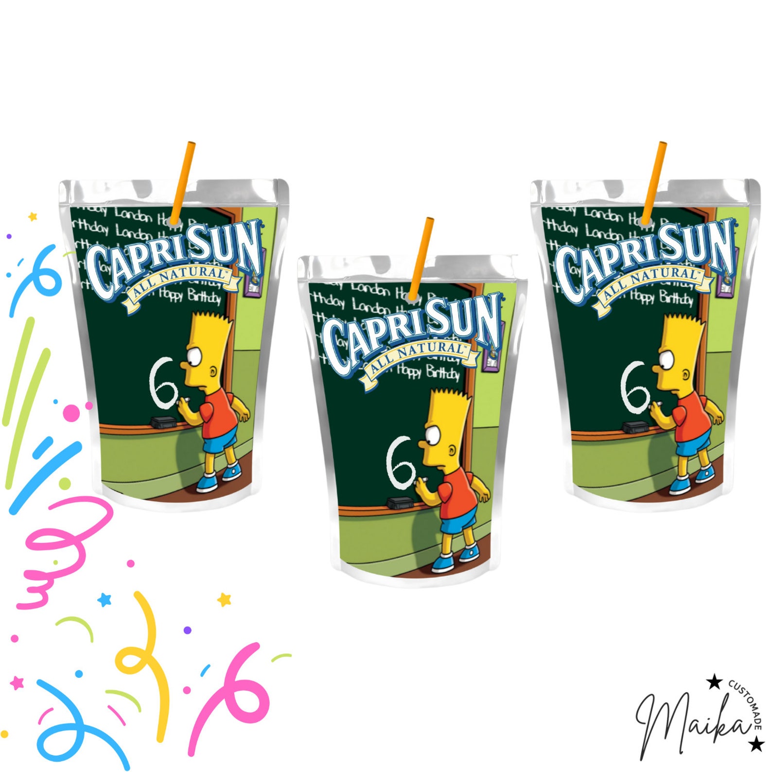 The Simpsons Digital Caprisun, Chip Bag and Water Bottle Labels - Etsy