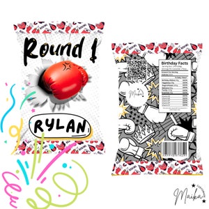 Boxing Round 1 Chip Bag, Chocolate Bar & Rice Krispies Digital Labels ...