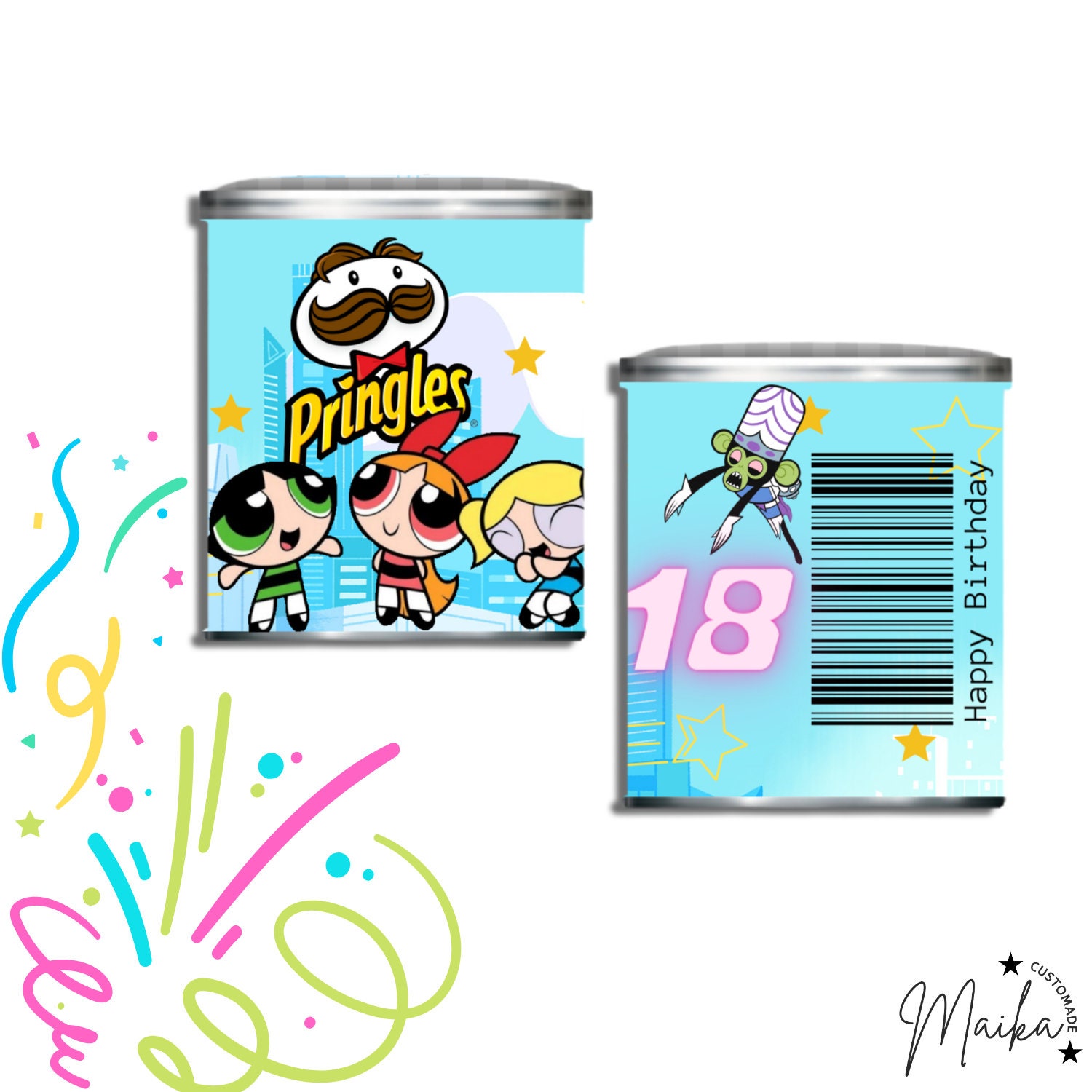 Power Puff Girls Pringles Can, Fruit Snack & Air Heads Digital Labels ...