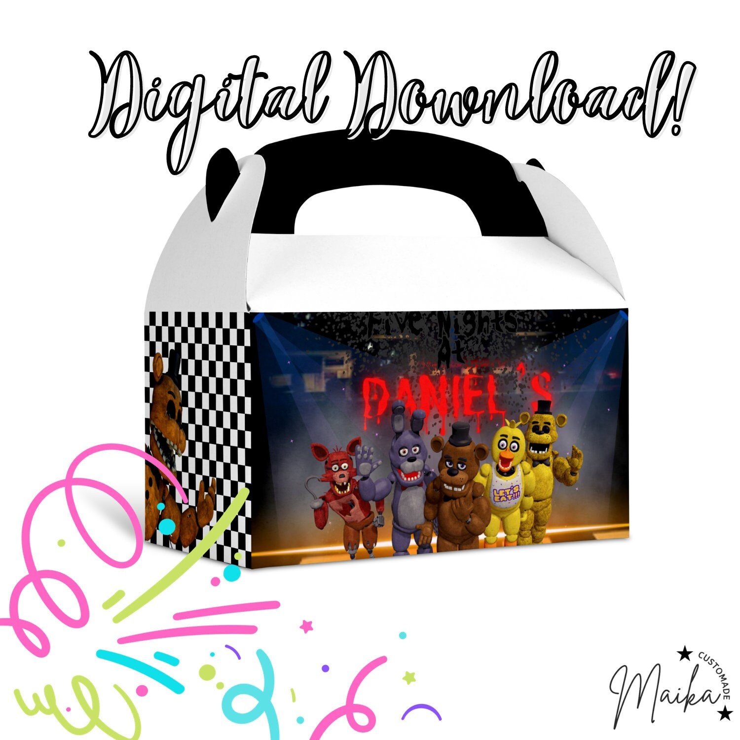 Five Nights at Freddy's Personalized Gable Box Digital Label - Etsy