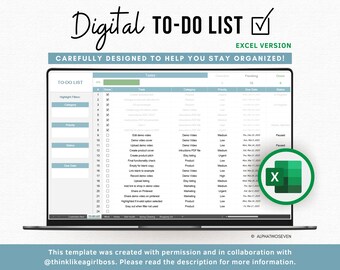 To-do List Planner Google Sheets Template - Etsy