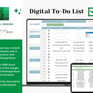 To-do List Task Planner Spreadsheet Excel Template Task Tracker, to Do ...