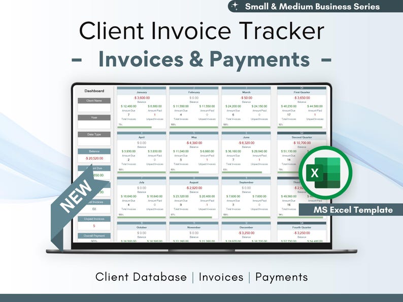 Excel Client Invoice Tracker: Automated Dashboard, Customizable ...