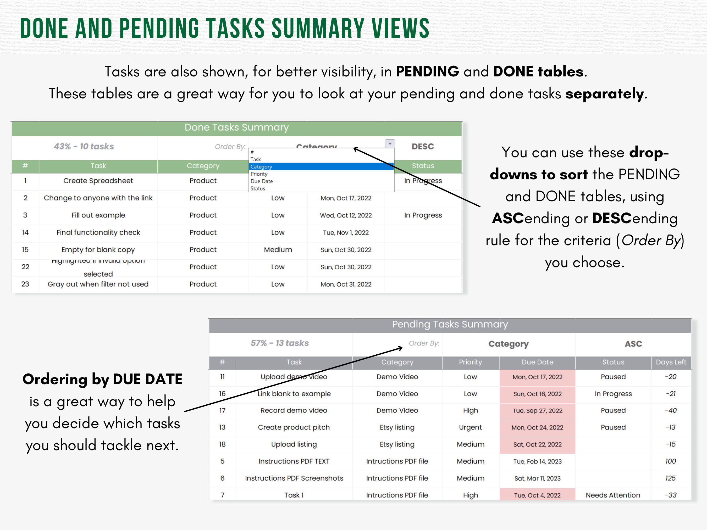 To-do List Task Planner Spreadsheet Excel Template Task - Etsy