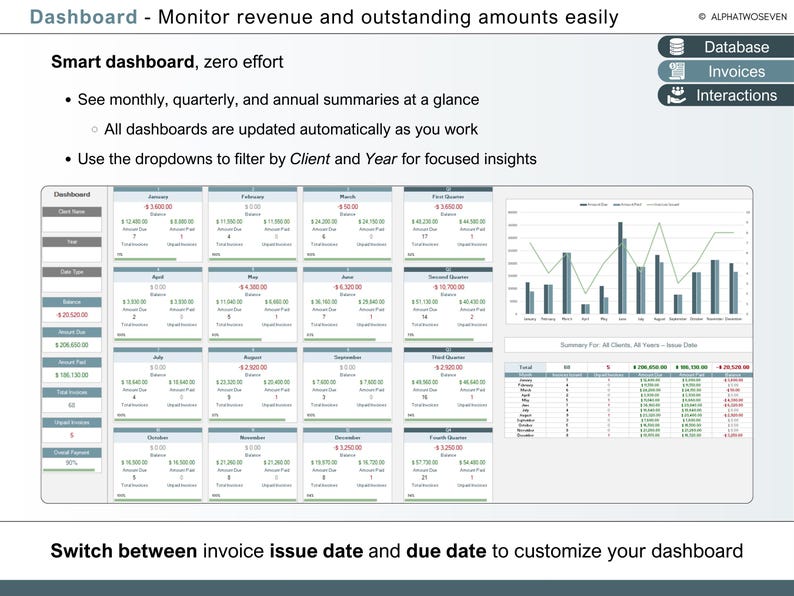 Excel Simple CRM Template: Client and Invoice Tracker With Automated ...