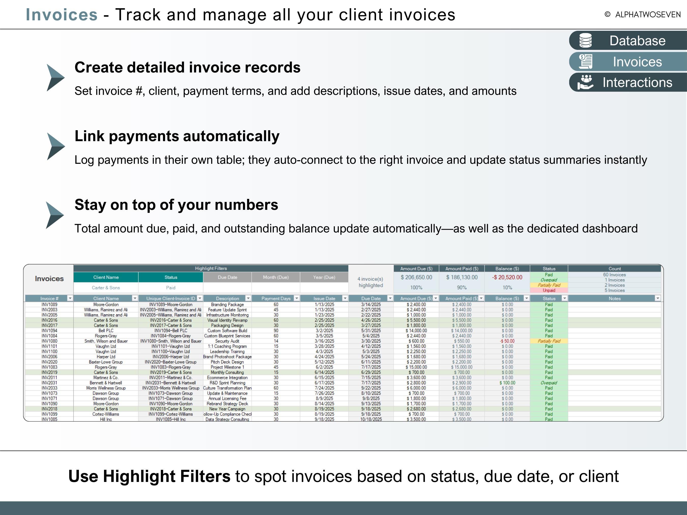 Excel Simple CRM Template: Client and Invoice Tracker With Automated ...