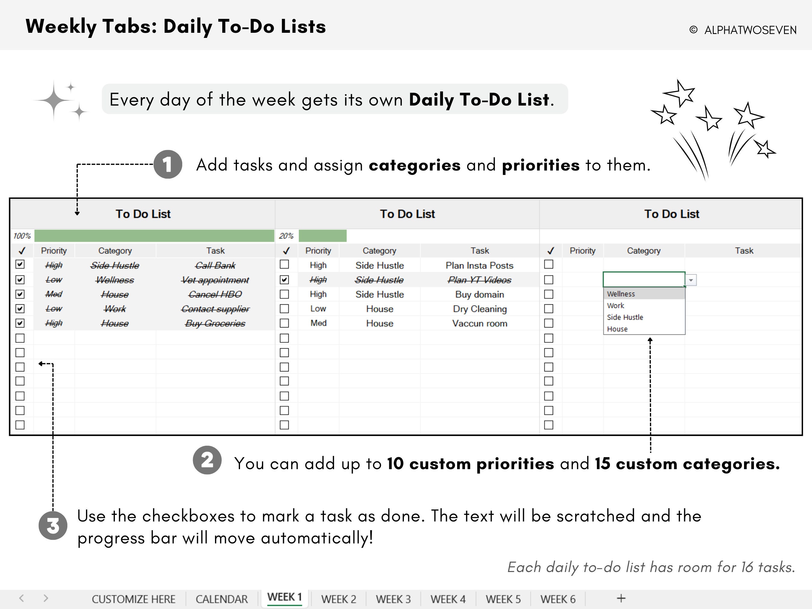 Undated Weekly Planner, Monthly Calendar, Daily Schedule Template, Task ...