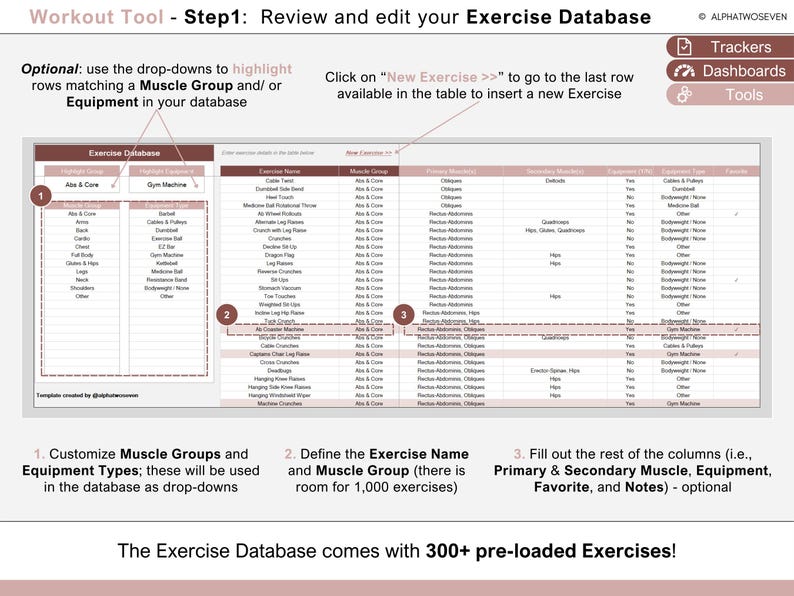Workout Planner: Customizable Excel Spreadsheet (digital Download) - Etsy