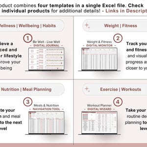 Health 360 Weekly Journal: Wellness & Fitness Excel Template - Etsy