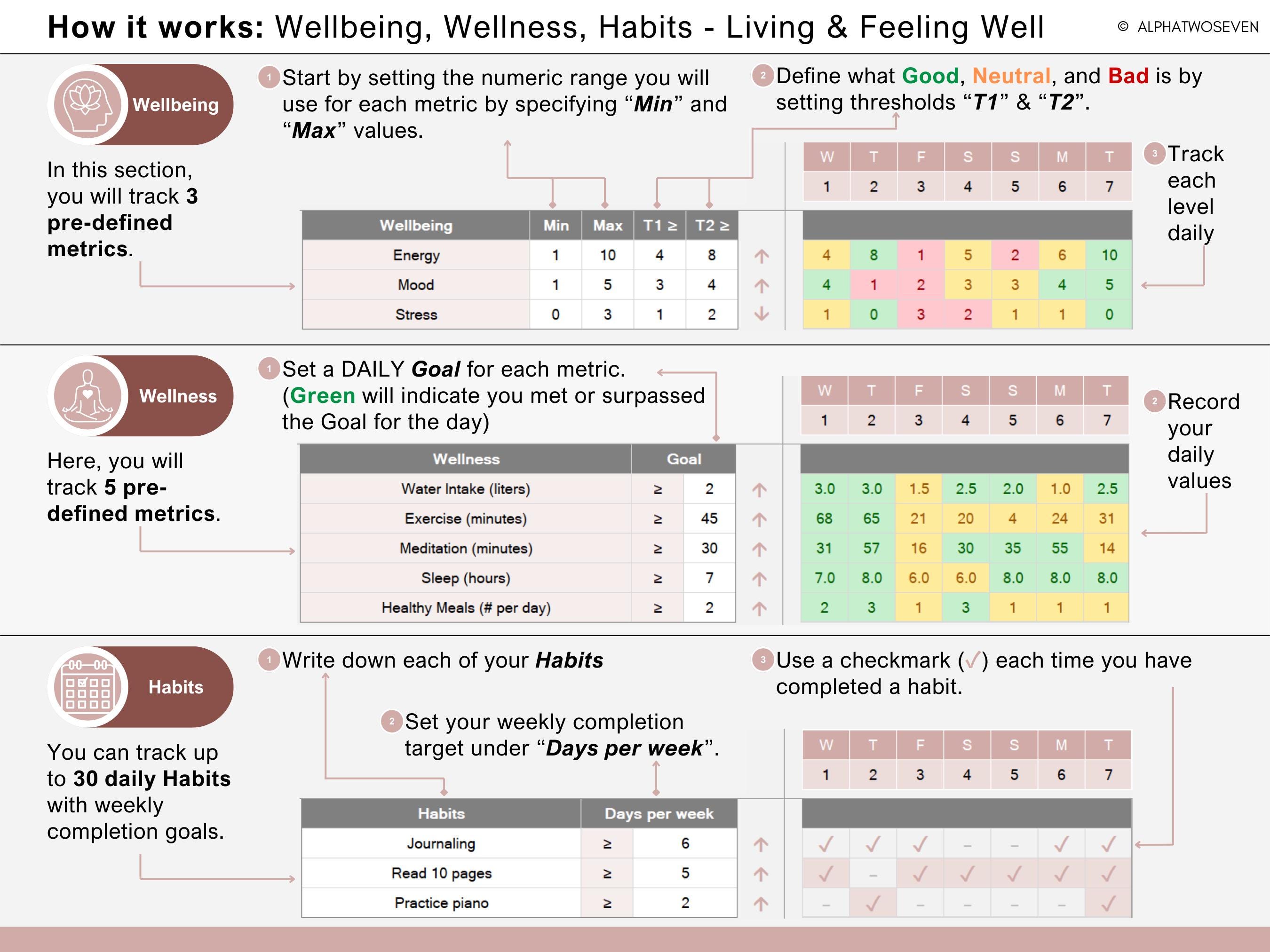 Wellness & Fitness Tracker: Digital Excel Journal Template - Etsy