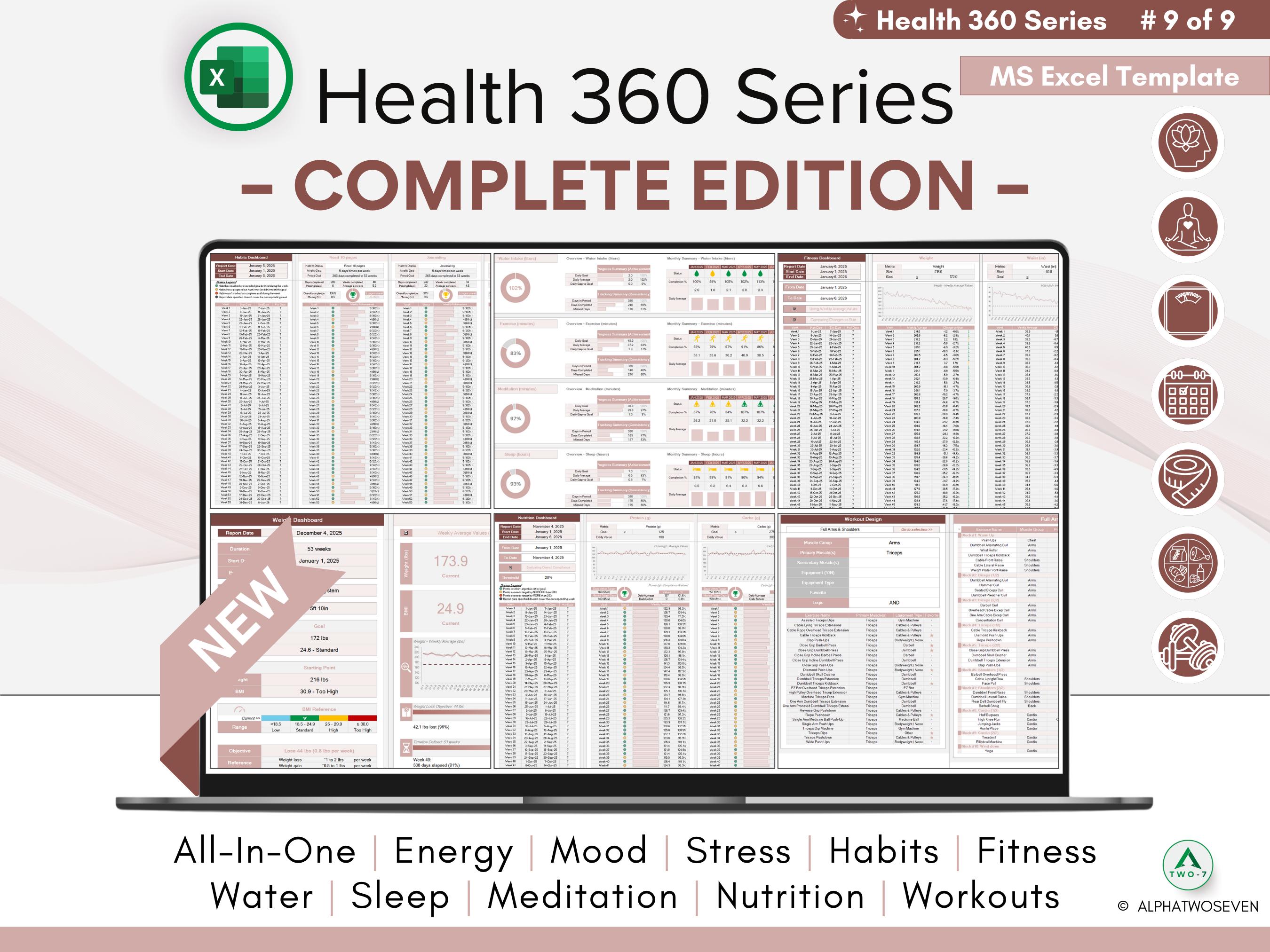 Health 360 Weekly Journal - Wellness, Wellbeing, Habits, Fitness, Nutrition, Workouts ...