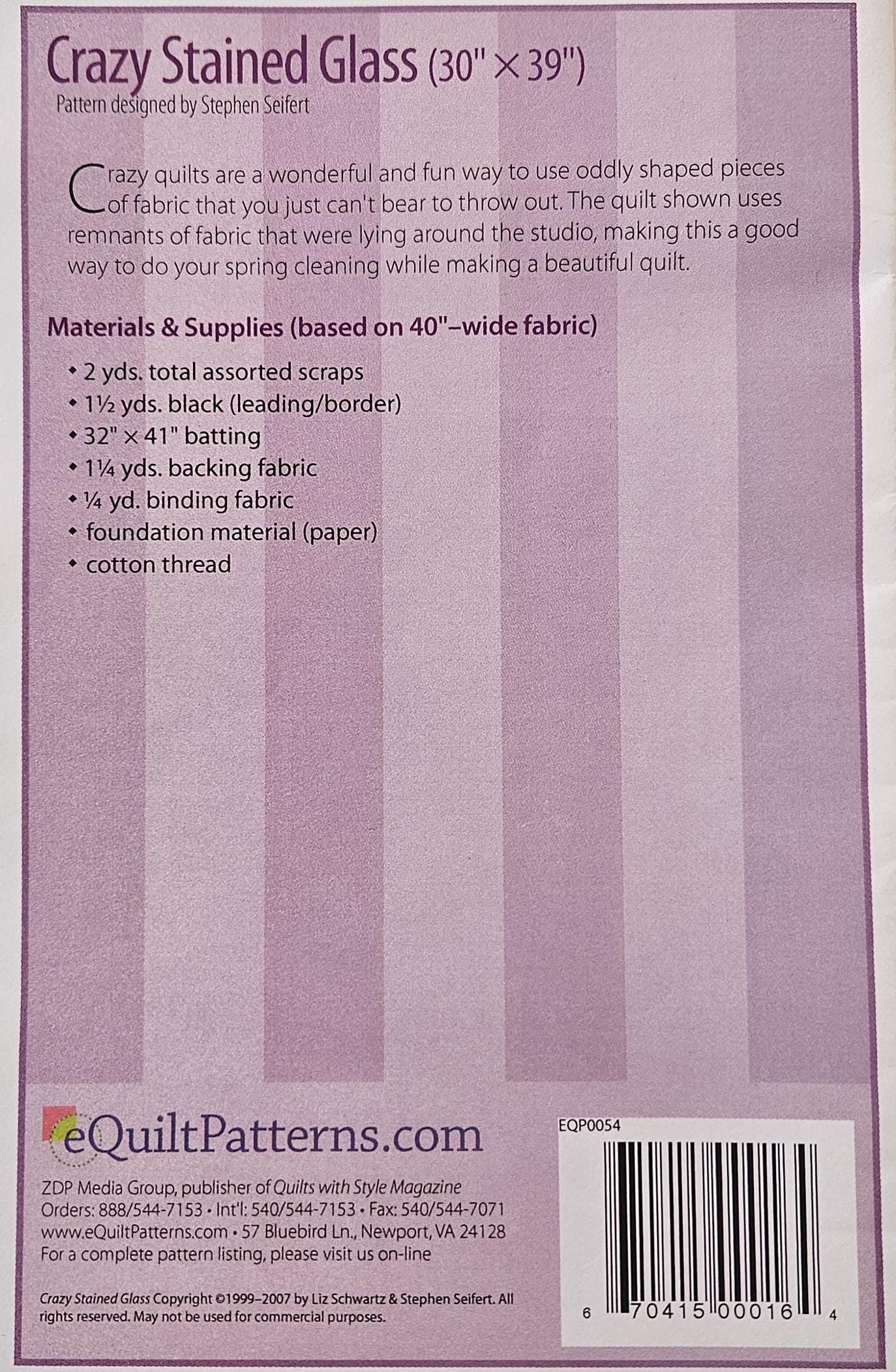 Pattern - Crazy Stained Glass Quilt Pattern, Physical Pattern - Etsy