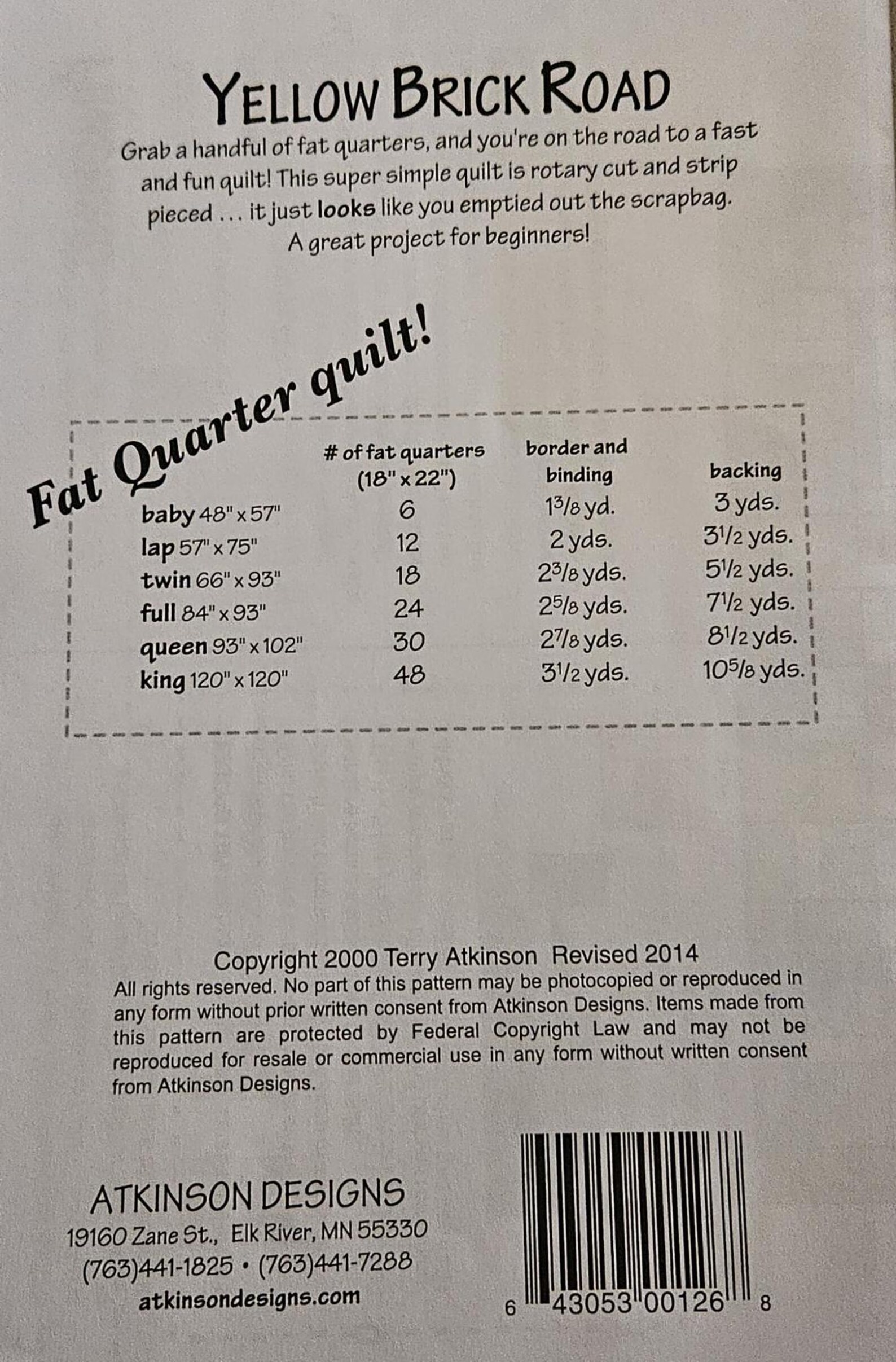 Pattern Yellow Brick Road Quilt Pattern, Physical Pattern - Etsy