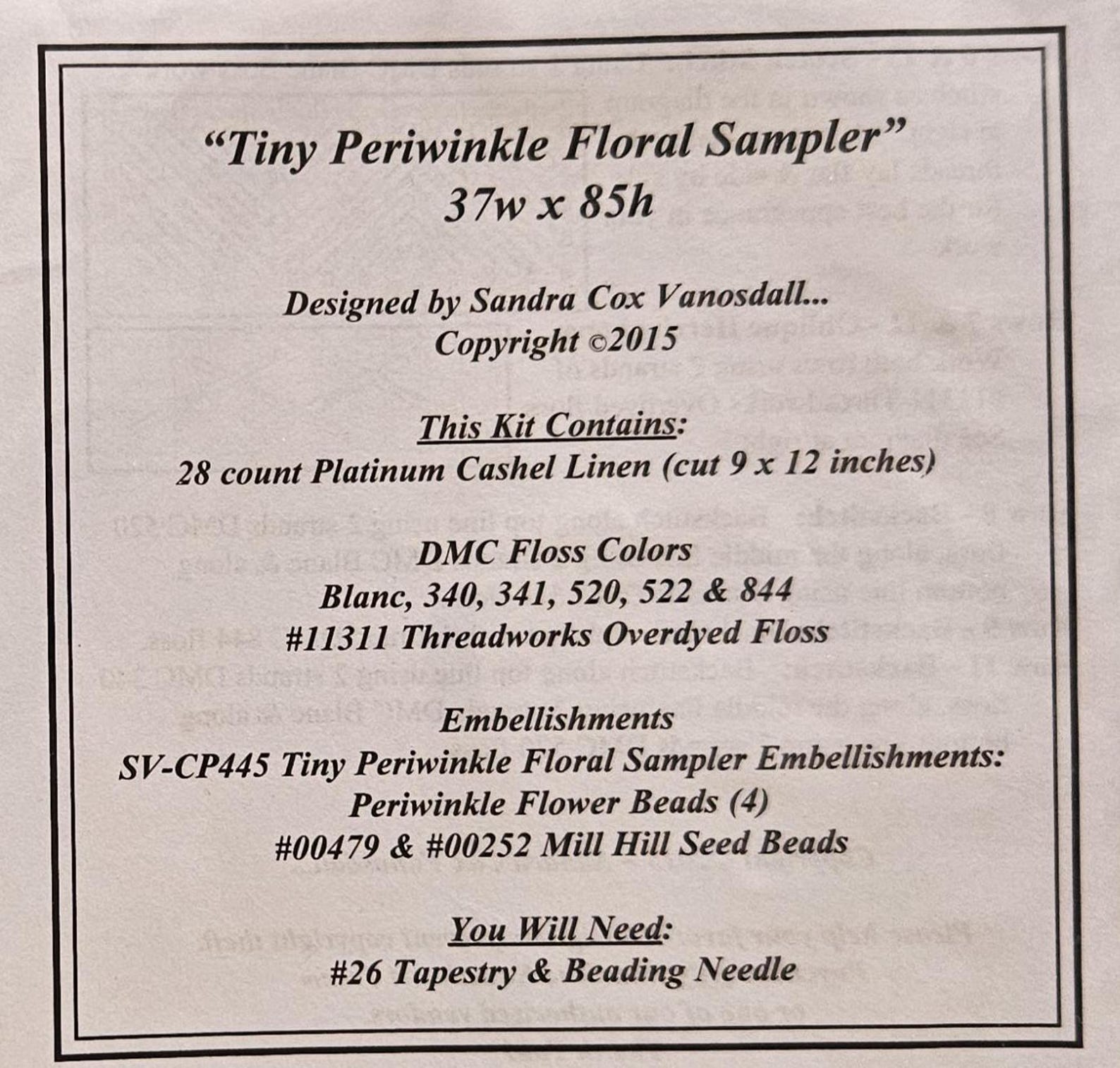 Kit - Tiny Periwinkle Floral Sampler Cross Stitch Kit - Etsy