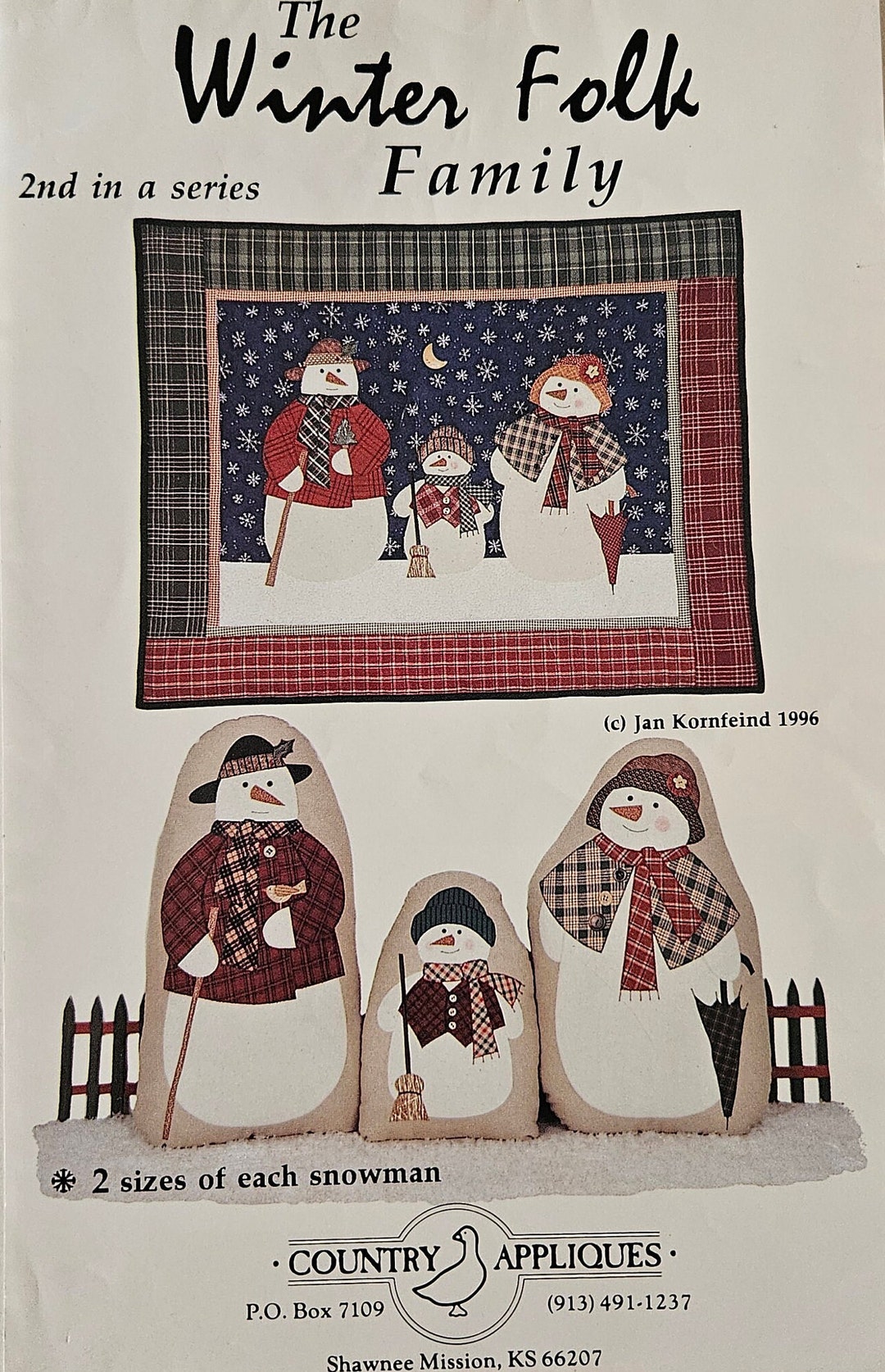 Pattern - the Winter Folk Family Quilt Pattern, Snowman Pattern ...