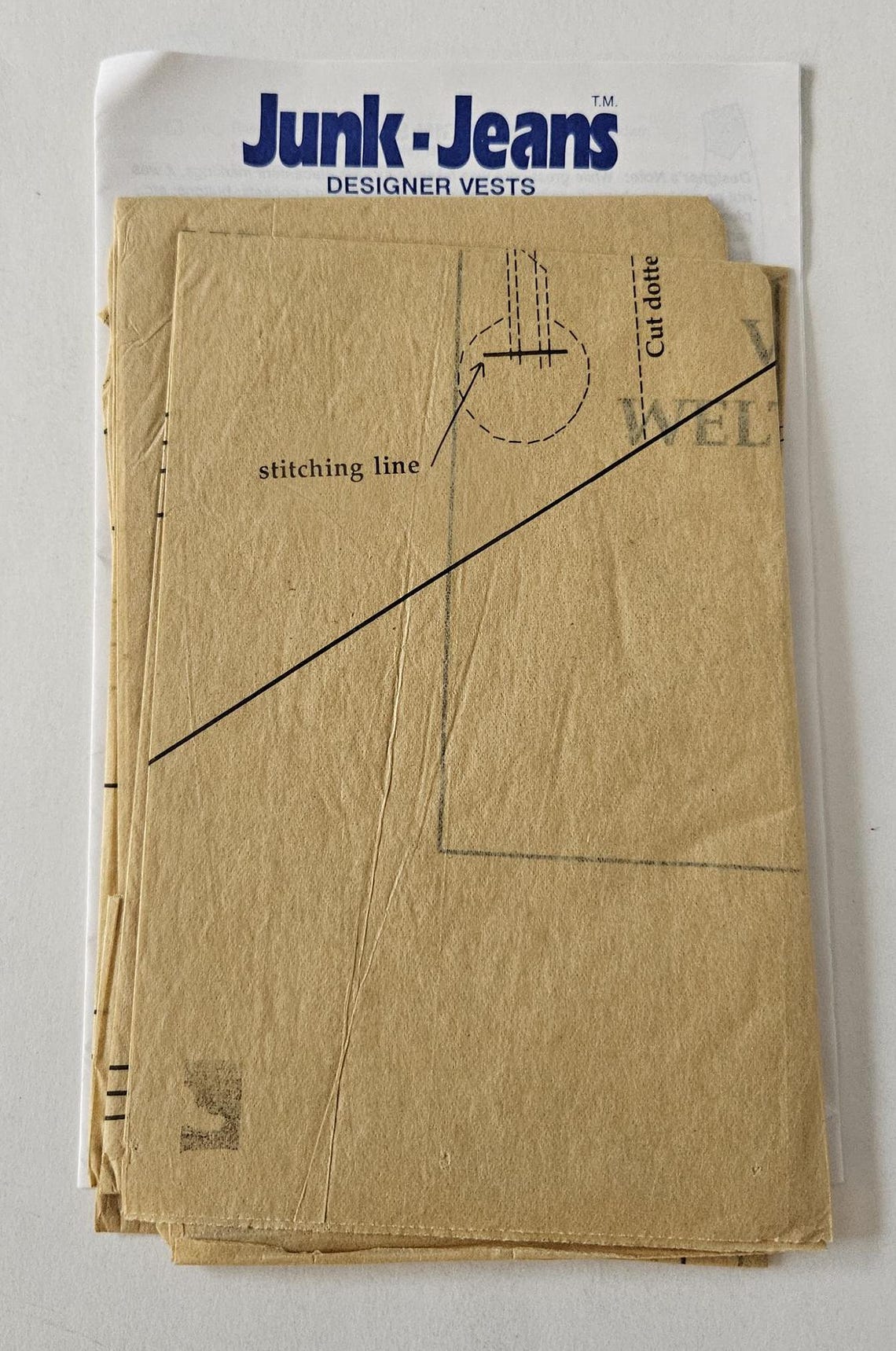 Pattern - Junk Jeans Designer Vests Pattern, Physical Pattern - Etsy