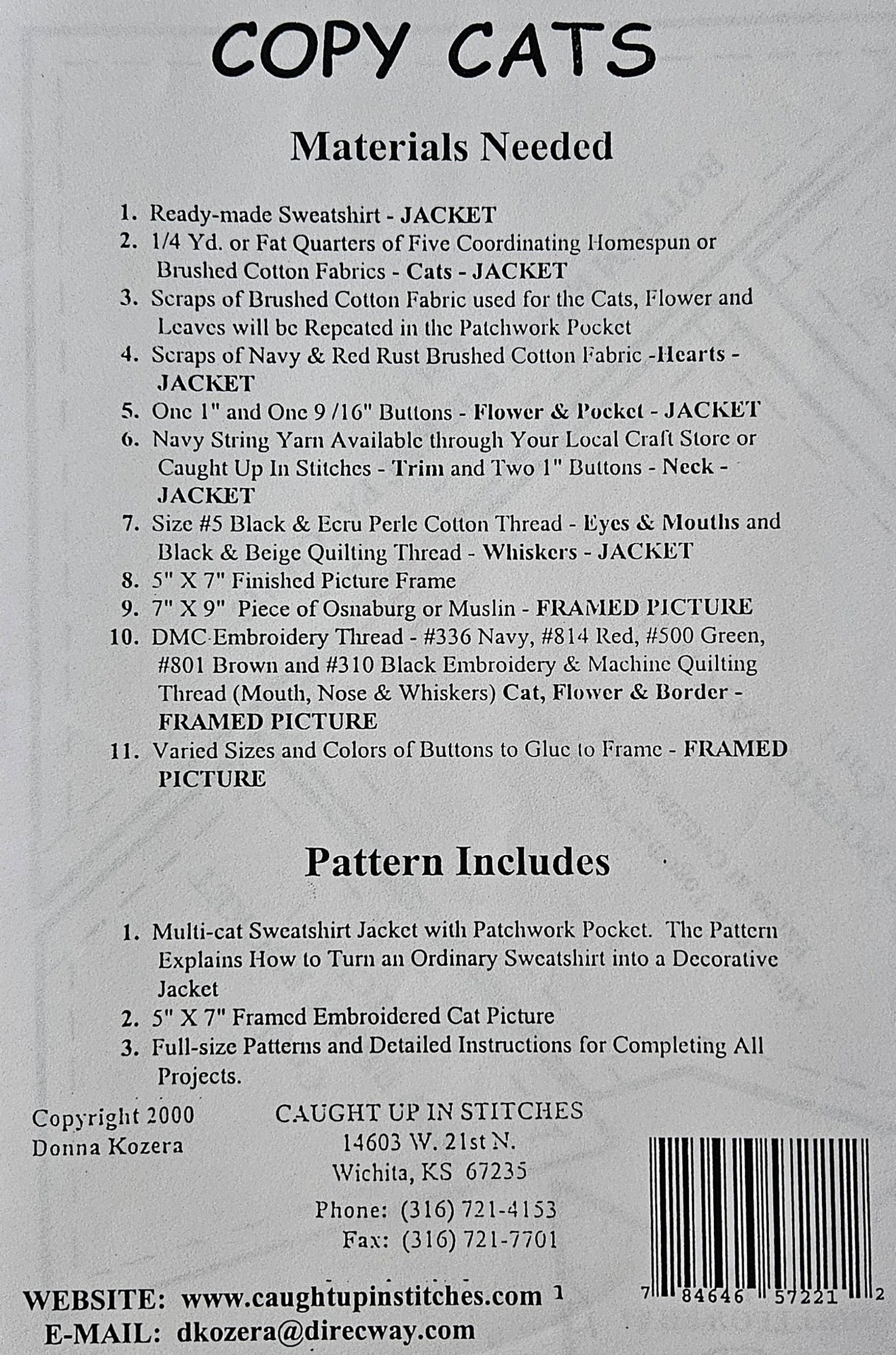Pattern - Copy Cats Pattern, Applique Pattern and Embroidery Picture ...