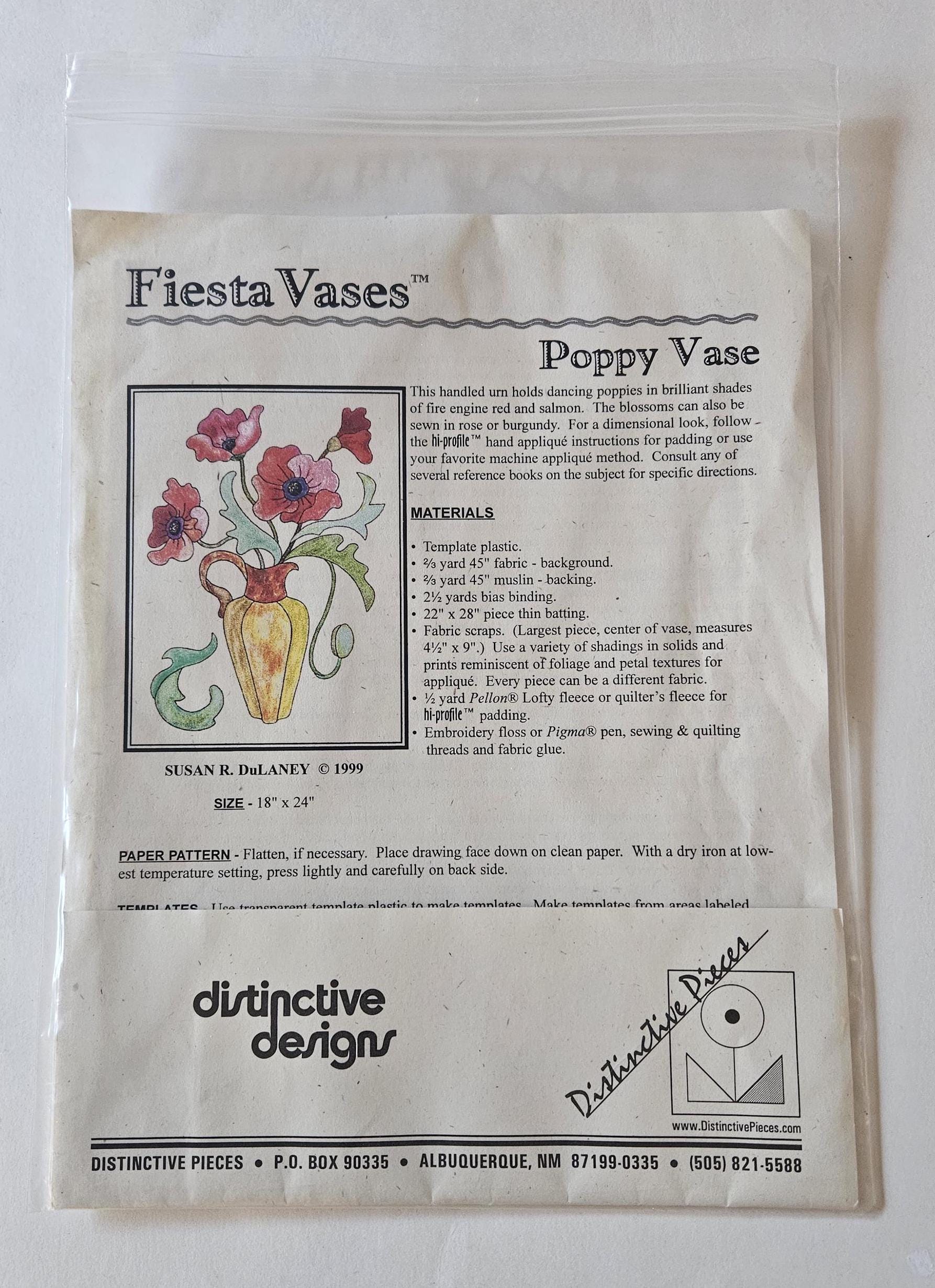 Pattern - Poppy Vase Quilt Pattern, Physical Pattern - Etsy