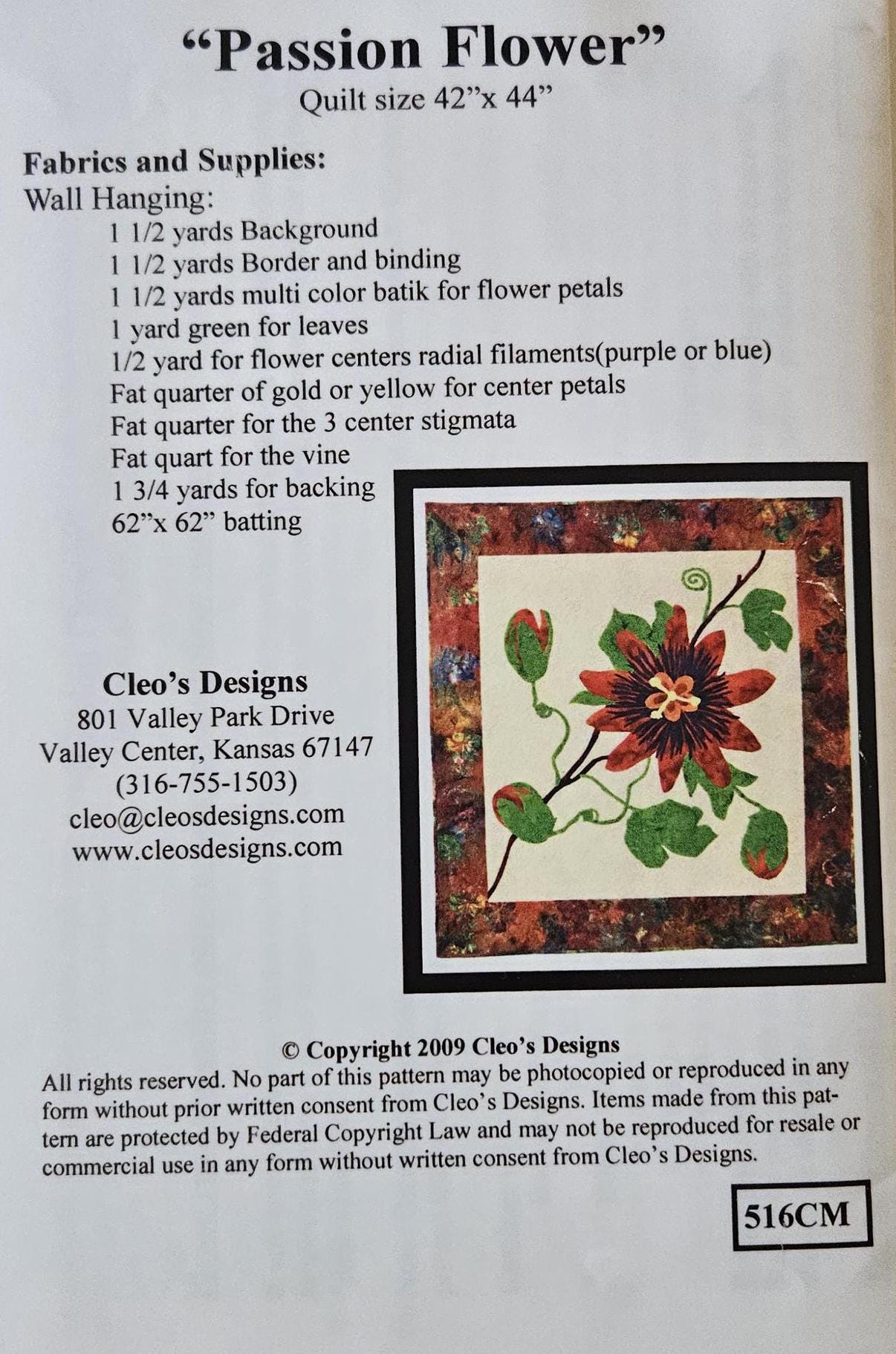 Pattern - Passion Flower Quilt Pattern, Physical Pattern - Etsy