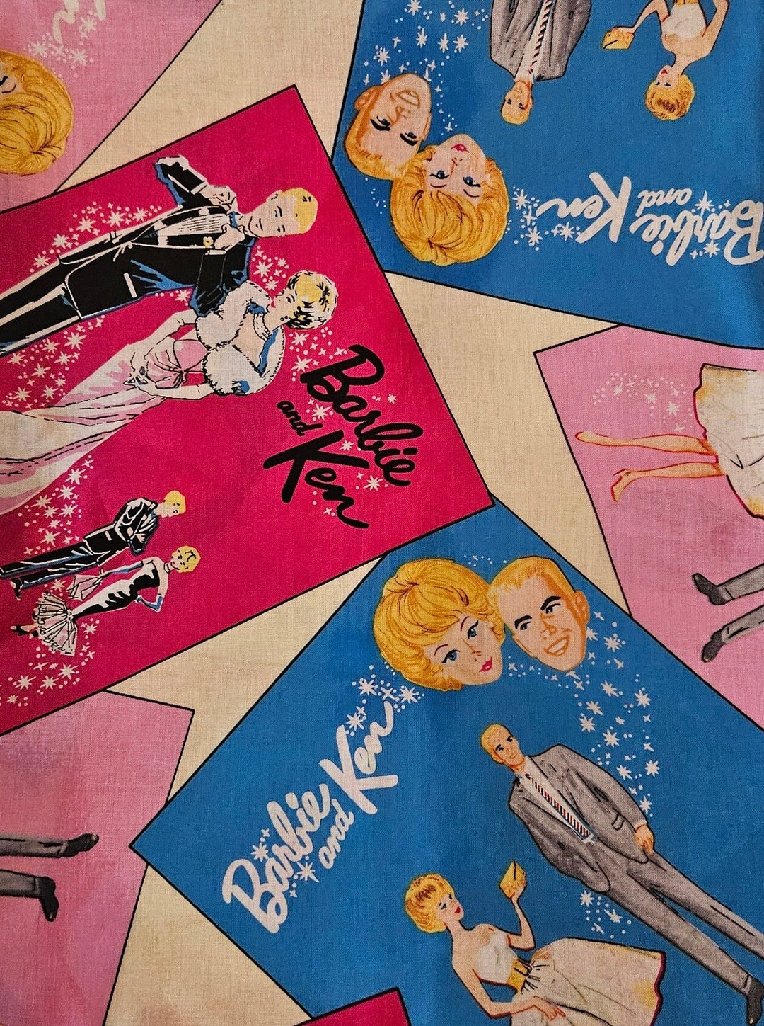 Fabric - 28" X 44" Barbie and Ken Print Cotton - Etsy