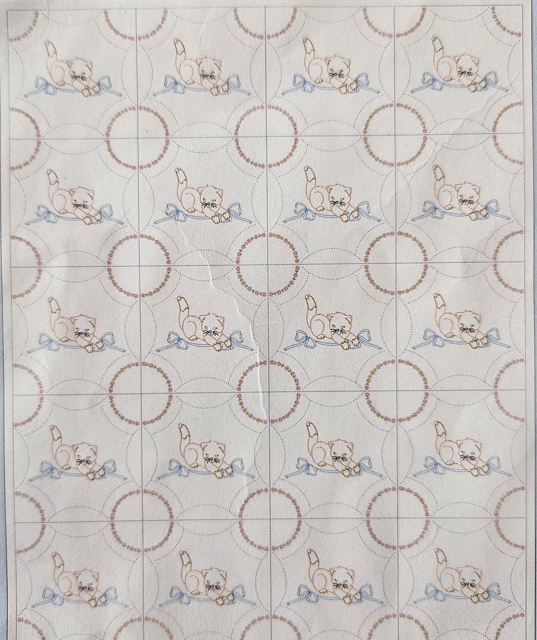 Pre Stamped - Interlocking Kitten, 18" Quilt Squares, 6 - 18" X 18" Pre ...