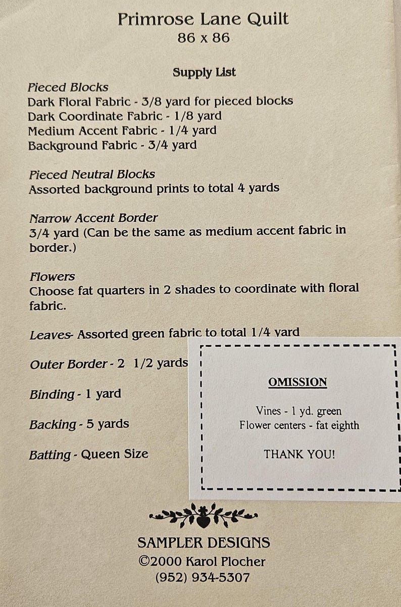 Pattern Primrose Lane Quilt Pattern, Physical Pattern - Etsy