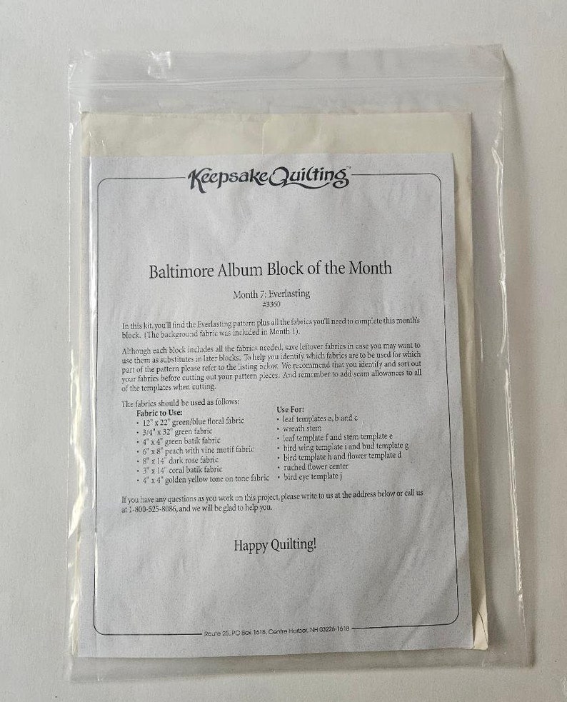 Kit Everlasting II Quilt Kit, Baltimore Album Block 7 Complete Kit - Etsy