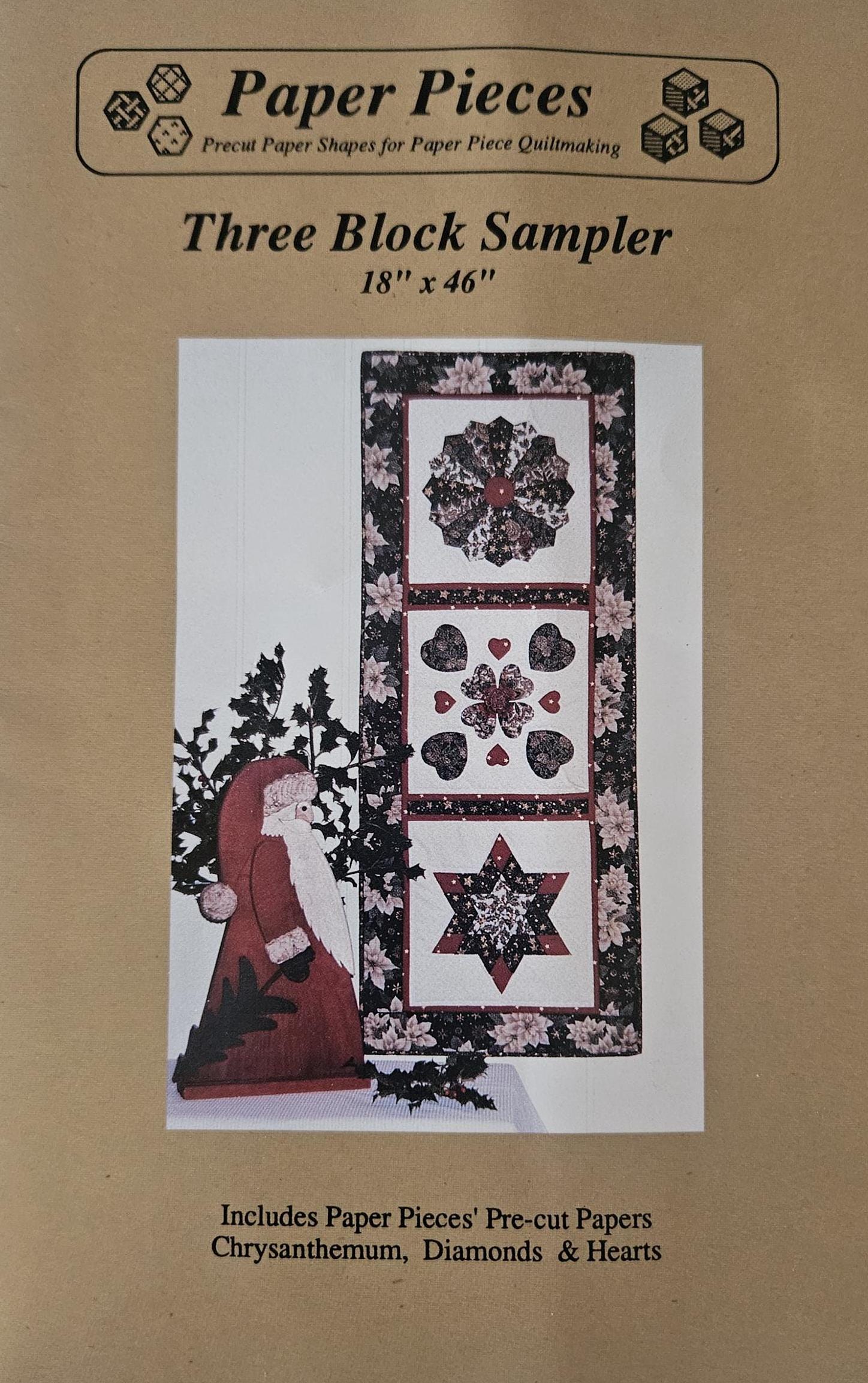 Pattern - Three Block Sampler Pattern & Paper Pieces, Chrysanthemum ...