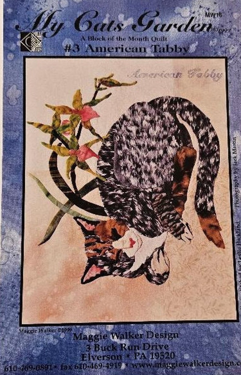 Pattern American Tabby Quilt Pattern, My Cats Garden Quilt Block ...