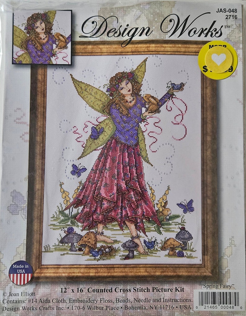 Kit -spring Fairy Cross Stitch Kit, Includes Beads - Etsy