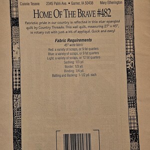Pattern - Home of the Brave Quilt Pattern, Physical Pattern - Etsy