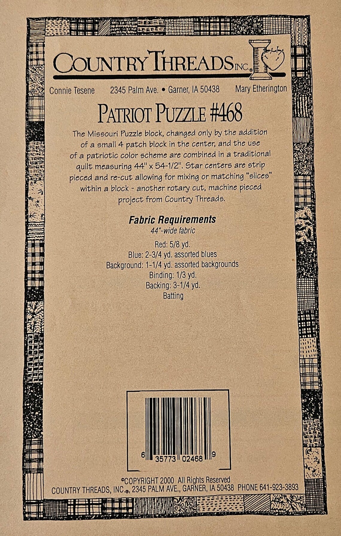 Pattern - Patriot Puzzle Quilt Pattern, Physical Pattern - Etsy
