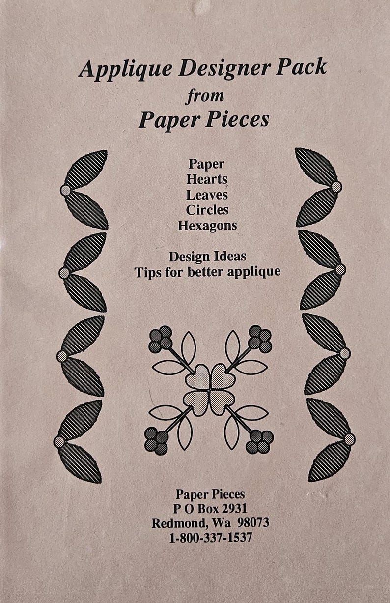 Pattern & Applique - Applique Designer Pack Paper Pieces and Design ...