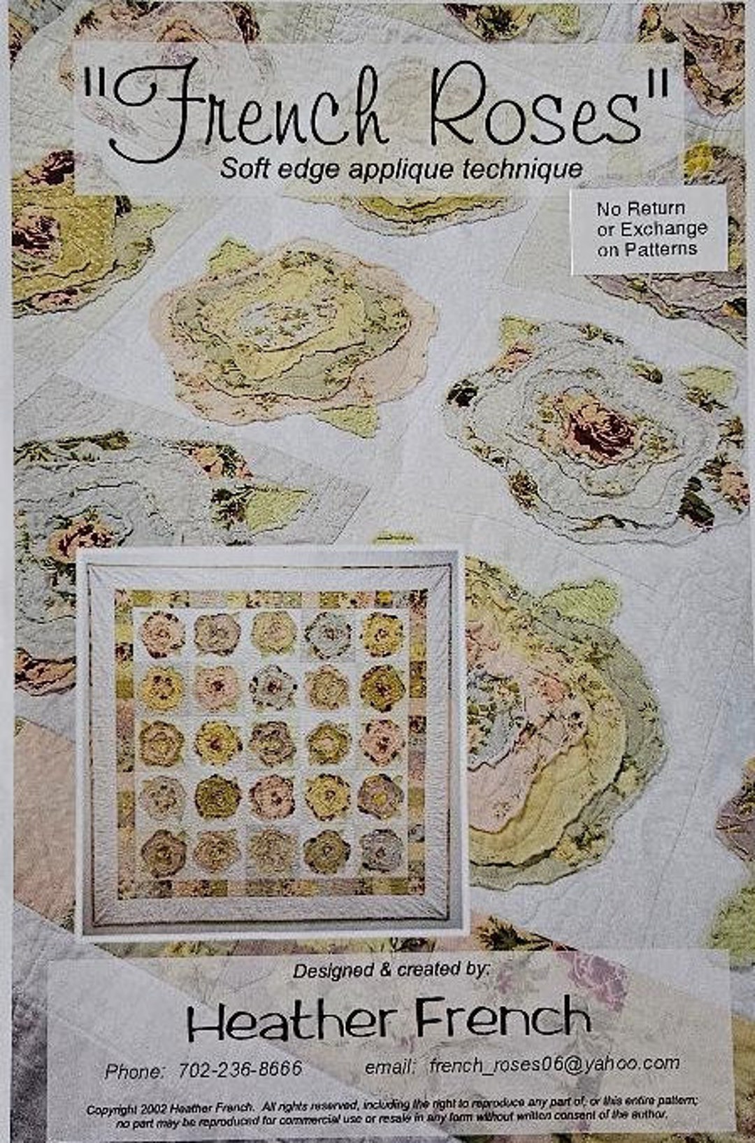 Pattern French Roses Quilt Pattern, Physical Pattern - Etsy