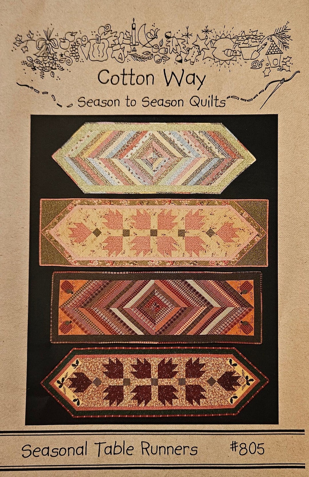 Pattern - Seasonal Table Runners Pattern, Spring Summer Fall Winter ...