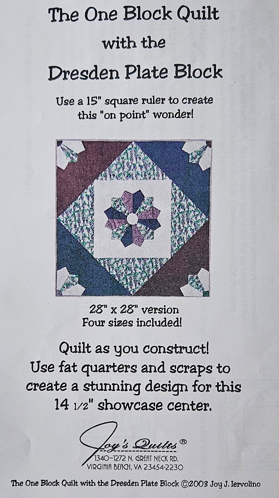 Pattern - the One Block Quilt Pattern, Physical Pattern - Etsy