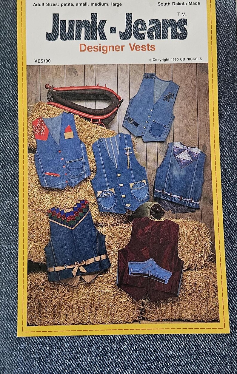 Pattern - Junk Jeans Designer Vests Pattern, Physical Pattern - Etsy